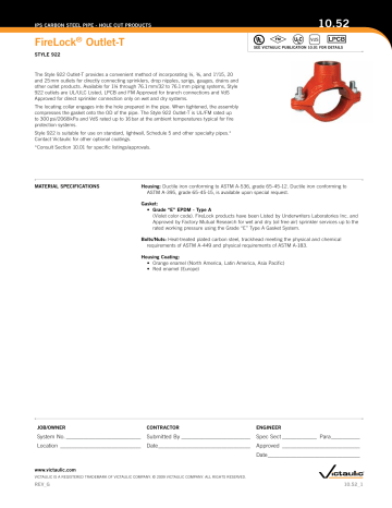 Victaulic CB26922ZE0 FireLock™ Style 922 1-1/2 x 1-1/2 x 1/2 in ...