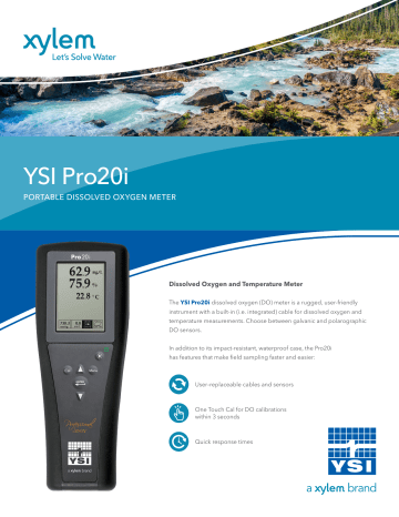YSI 607133 Dissolved Oxygen Meter Specification | Manualzz
