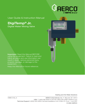 AERCO DigiTemp Jr Digital Mixing Valves Maintenance Manual | Manualzz