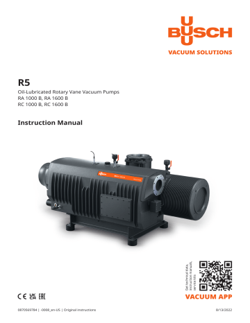Busch R5 RA 1000/1600 B Vacuum pump Instruction Manual | Manualzz