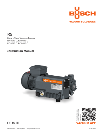 Busch R5 RA/RC 0010/0016 C Vacuum pump Instruction Manual | Manualzz