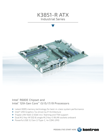 Kontron K3851-R ATX Industrial Motherboard Datasheet | Manualzz