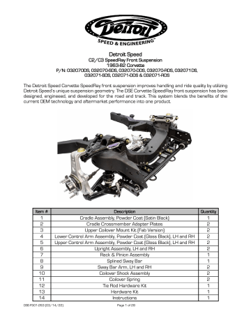 Detroit Speed 032071-SDS SpeedRay™ Front Suspension Kit - Single ...