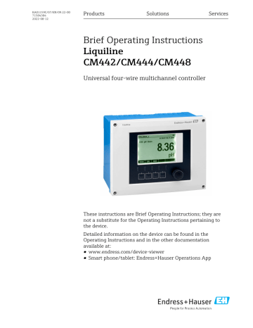 Endres+Hauser Liquiline CM442/CM444/CM448 Short Instruction | Manualzz