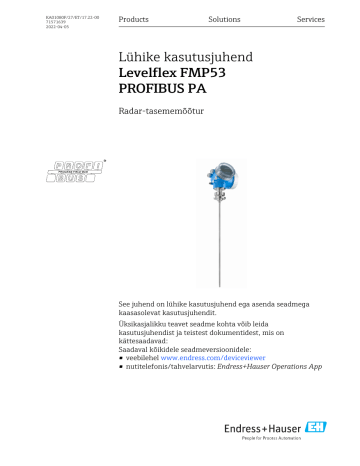 Endres+Hauser Levelflex FMP53 PROFIBUS PA Kasutusjuhend | Manualzz