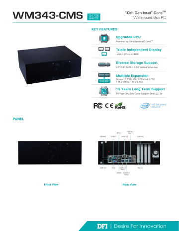 Dfi WM343-CMS Datasheet | Manualzz