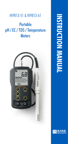 6. Calibration. Hanna Instruments HI9813-51,HI9813-61, HI9813-51 ...