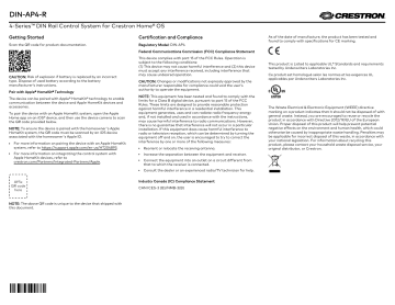 Crestron DIN-AP4-R Product information | Manualzz