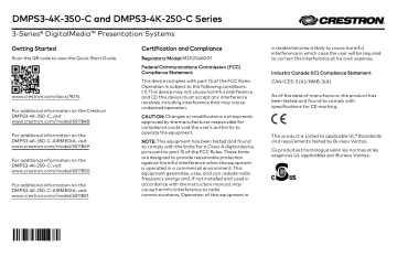 Crestron DMPS3-4K-250-C Product information | Manualzz