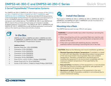 Crestron DMPS3-4K-250-C Quick Start | Manualzz