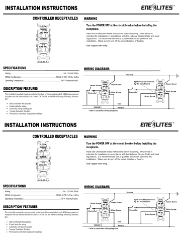 Enerlites 61570-TR-PLH Plug Load Control Instruction manual | Manualzz