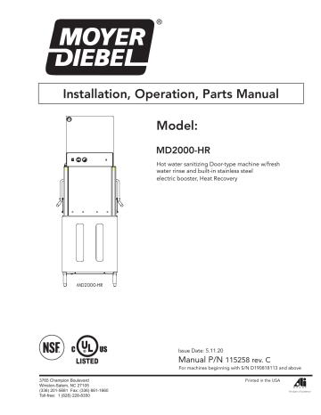 Moyer Diebel MD2000 VHR Door Type Machine Owner Manual | Manualzz