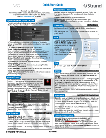 Vari-Lite NEO CONSOLE Quick start Guide | Manualzz