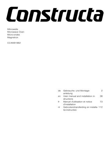 Constructa CC4W91962 Einbau Mikrowelle Assembly Instructions | Manualzz