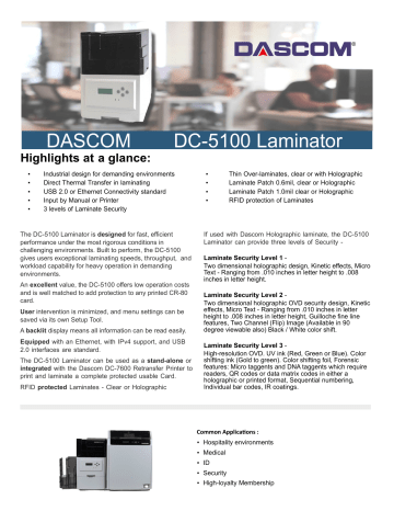 Dascom DC-5100 Spec Sheet | Manualzz