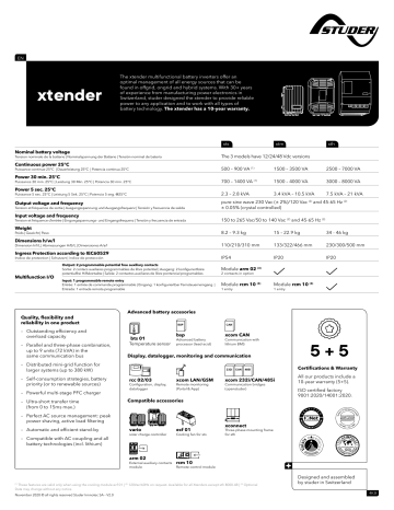 STUDER Xtender series Fiche technique | Manualzz