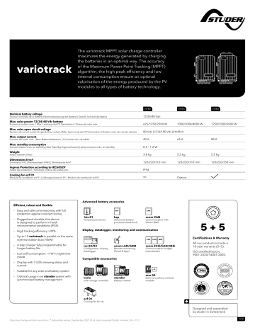 STUDER VarioTrack series Datenblatt | Manualzz
