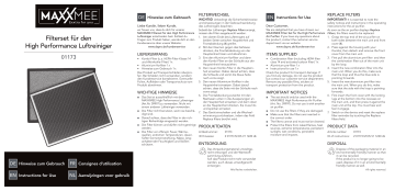 MAXXMEE 011732 Filterset Owner's Manual | Manualzz