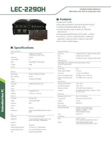 Lanner LEC-2290H Datasheet | Manualzz