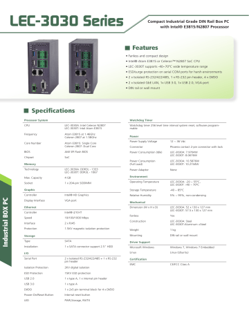 Lanner LEC-3030 Series Datasheet | Manualzz