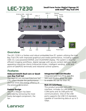 Lanner LEC-7230 Datasheet | Manualzz