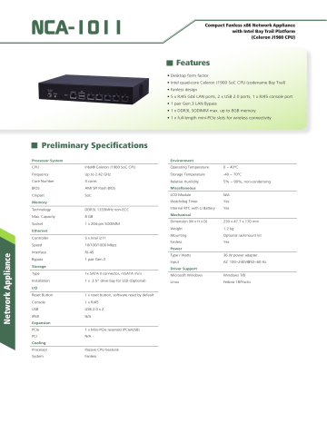 Lanner NCA-1011 Datasheet | Manualzz