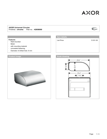 Axor 42858000 Data Sheet | Manualzz