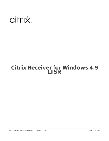Citrix Receiver for Windows 4.9 LTSR Manual | Manualzz