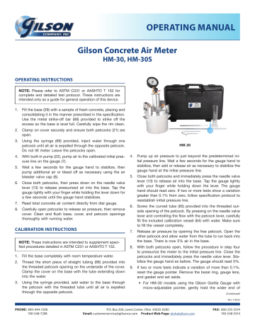 Gilson Concrete Air Meter Manual | Manualzz