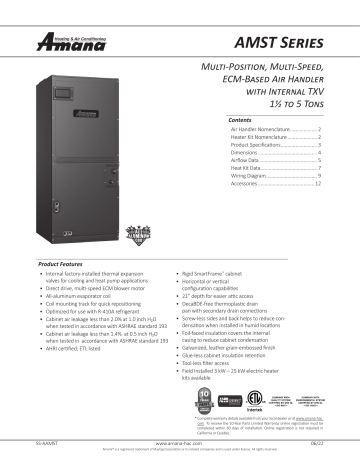 Amana AMST Air Handlers and Coil User manual | Manualzz