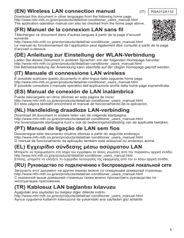 Mitsubishi Heavy Industries WF-RAC Manuale utente | Manualzz