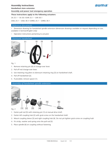 Auma Handwheel extention Assembly Instructions | Manualzz