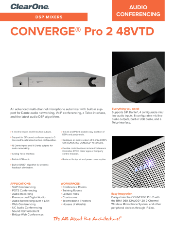 ClearOne CONVERGE Pro 2 48VTD Datasheet | Manualzz