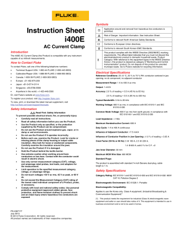 Fluke 101 Digital Multimeter/i400E Clamp Kit Instruction | Manualzz