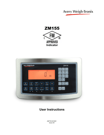 Avery Weigh-Tronix ZM155 Weigh Indicator User Manual | Manualzz