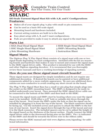 Digitrax SHABC HO scale Turnout Signaling Kit Instruction | Manualzz