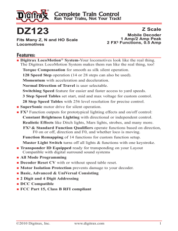 Digitrax DZ123 1 Amp Economy Wired Decoder Instruction | Manualzz