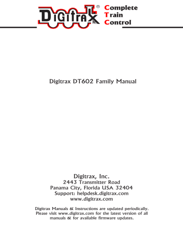 Digitrax DT602 Advanced Super Throttle Manual | Manualzz