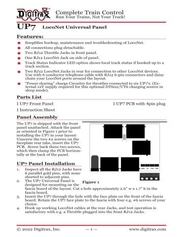 Digitrax UP7 LocoNet Universal Panel Instruction Sheet | Manualzz