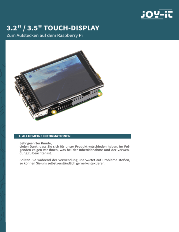 Joy-it 3.5" LCD Display Benutzerhandbuch | Manualzz