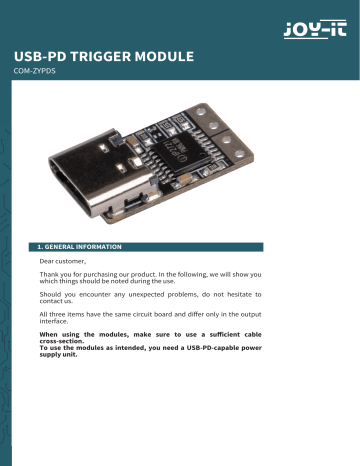 Joy-IT USB-PD Trigger module Manual | Manualzz