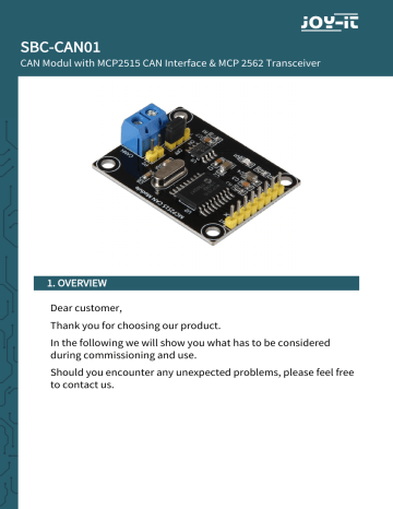 Joy-IT CAN Module Manual | Manualzz