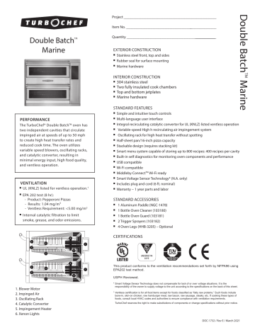 Turbochef Double Batch Marine Impingement Oven Specification | Manualzz