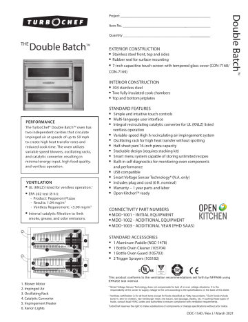 Turbochef Double Batch Specification | Manualzz