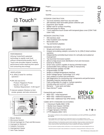 Turbochef i3 Specification | Manualzz