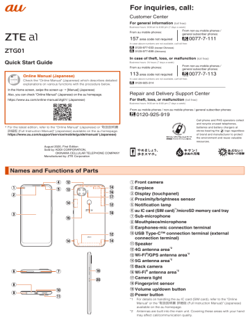 ZTE a1 ZTG01 Quick Start Guide | Manualzz