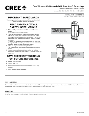 Cree Lighting CCD-CWC-WH Installation Guide | Manualzz