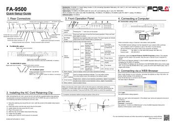 FOR-A FA-9500 Multi Purpose Signal Processor Setup Guide | Manualzz