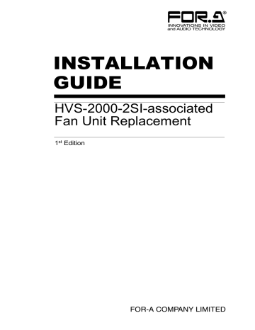 FOR-A HVS-2000 Video Switcher Installation Guide | Manualzz