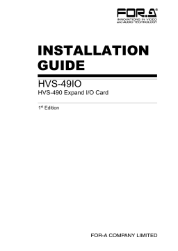 FOR-A HVS-490 - installation Guide, Operation manual, Quick Setup guide